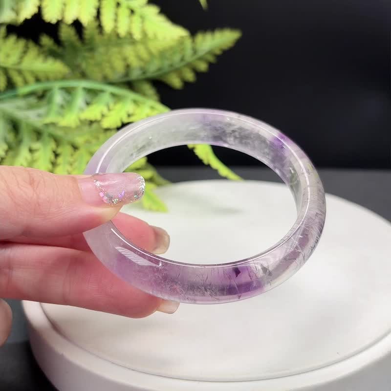 Gradient Purple Super Seven Crystal Bracelet 59MM Ice-Clear Starlight Flakes Super Seven Energy ...