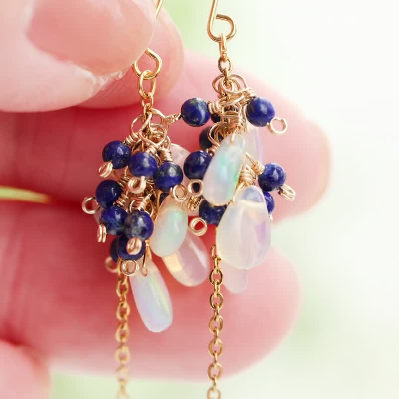 Opal and lapis lazuli Clip-On - Shop chocoriita Earrings & Clip-ons - Pinkoi